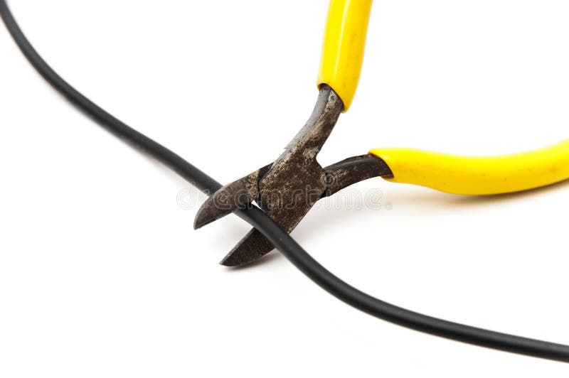 Yellow wire cutting pliers stock photo. Image of steel - 31809132