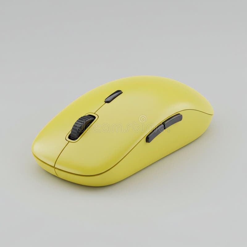 Yellow Wireless Computer Mouse with Smooth, Curved Design. Features ...