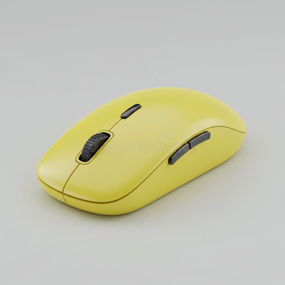 Yellow Wireless Computer Mouse with Smooth, Curved Design. Features ...