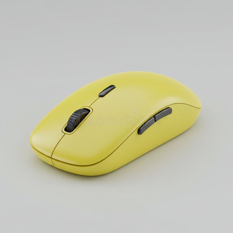 Yellow Wireless Computer Mouse with Smooth, Curved Design. Features ...