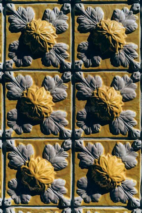 A Yellow and Withe Tile Pattern of Oporto, Portugal Stock Photo - Image ...