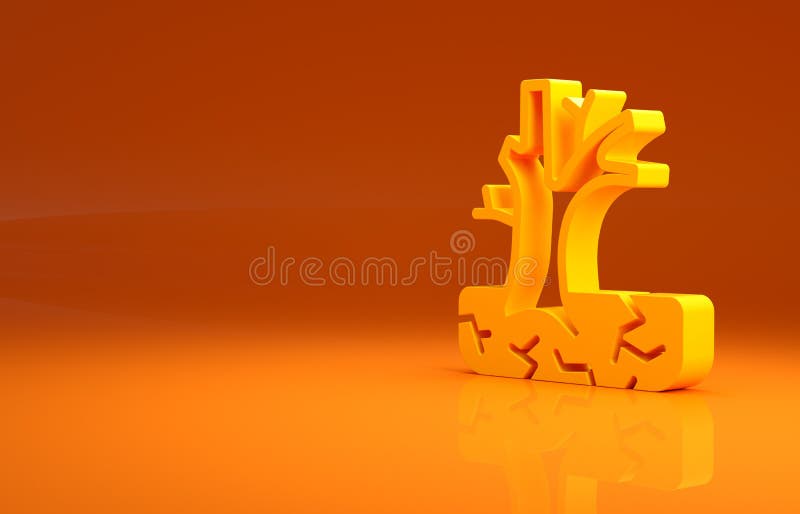 Yellow Withered Tree Icon Isolated on Orange Background. Bare Tree ...
