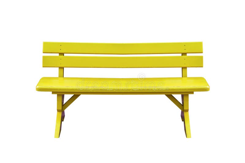 Yellow Wood Bench Isolated on White Background with Clipping Path Stock ...