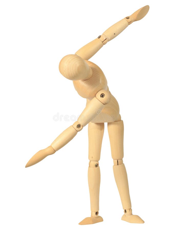 Yellow Wooden Dummy in Exercise Action Stock Photo - Image of isolated ...