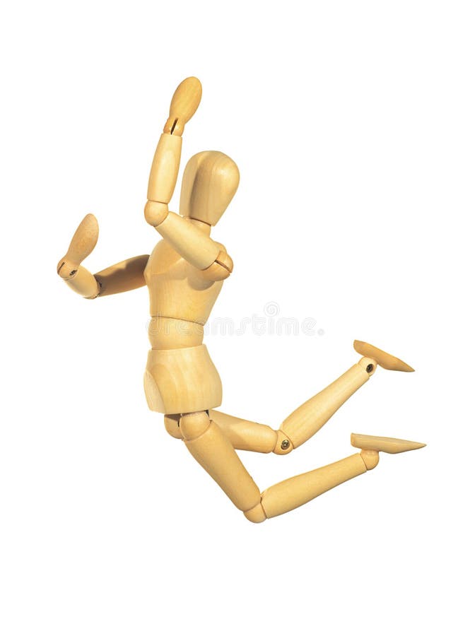Wooden Figure Mannequin Falling Down Stock Image - Image of model ...