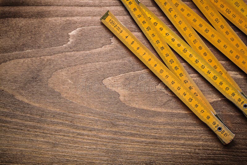 Yellow Wooden Meter on Wood Board Copyspace Construction Concept Stock ...