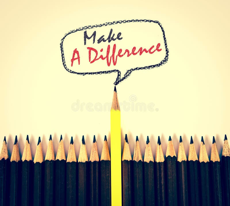 Yellow Wooden Pencil Arrange with Make a Difference Concept Stock Photo ...