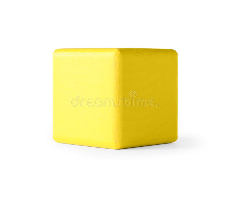 Yellow Wooden Toy Cube Isolated Stock Photo - Image of build, design ...