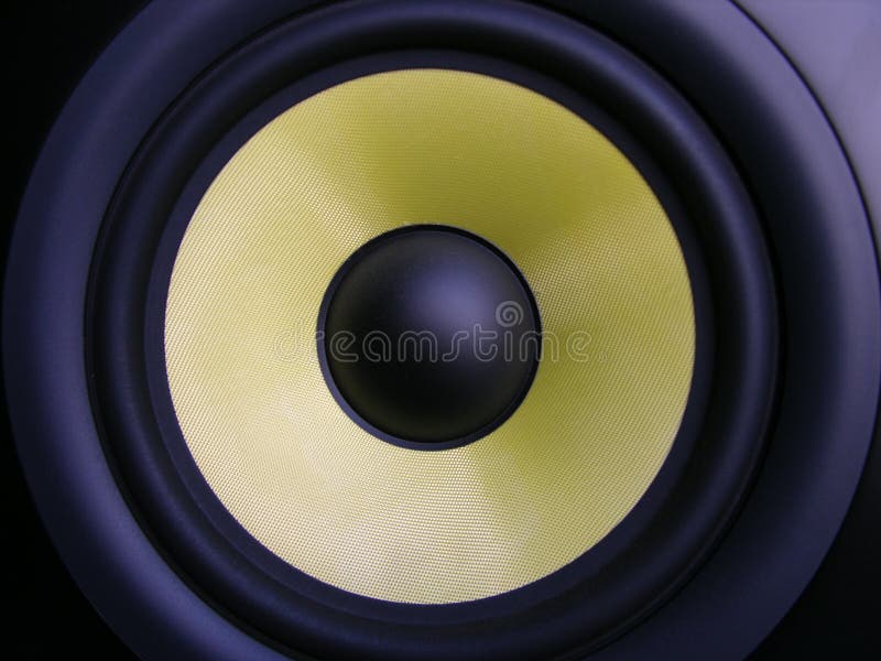 Yellow Woofer stock photo. Image of loud, circle, desktop - 123878