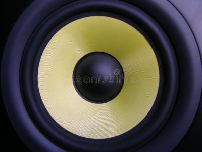 Yellow Woofer stock photo. Image of loud, circle, desktop - 123878