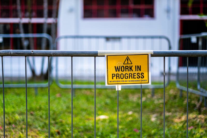 Yellow Work in Progress Sign Billboard Panel Outdoor Under Construction ...