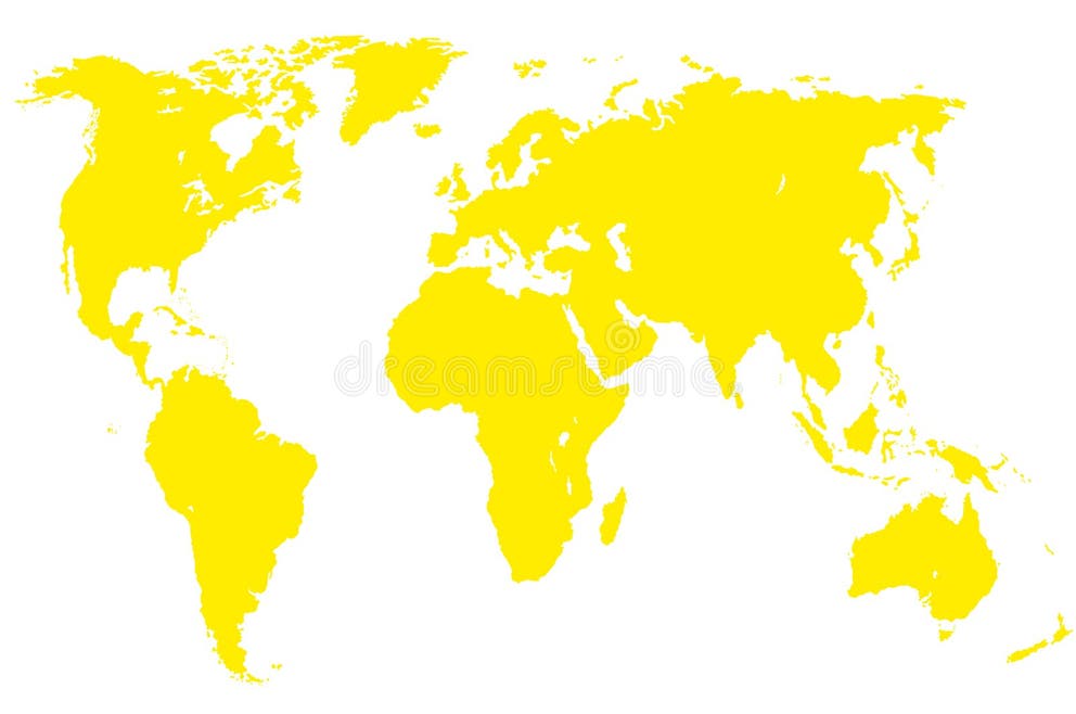 Yellow world map, isolated stock illustration. Illustration of global ...