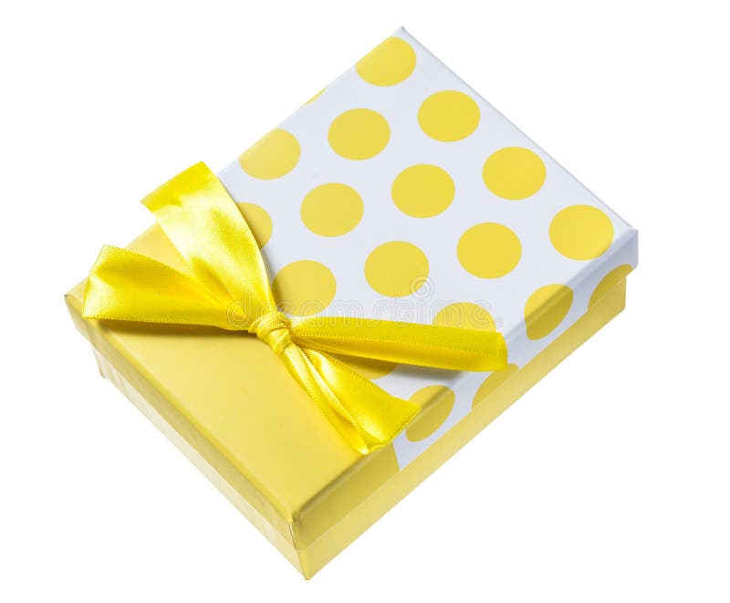 Yellow Wrapped Gift Box Isolated on White Stock Photo - Image of ...