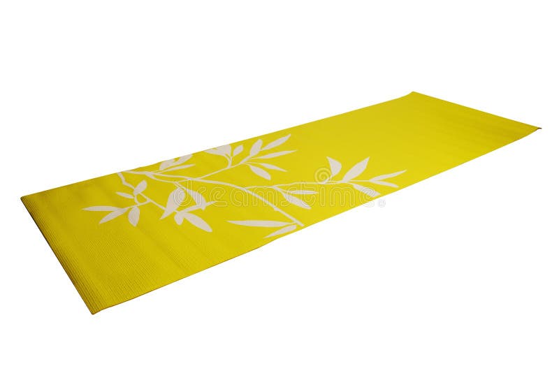 Yellow Yoga Mat on a White Background Stock Image - Image of sport ...