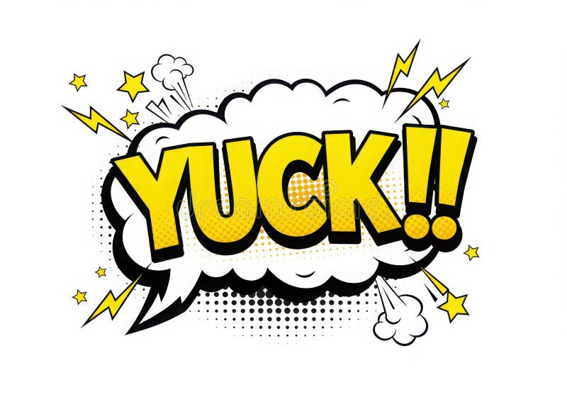 Yellow Yuck Comic Speech Bubble with Stars and Lightning Stock ...