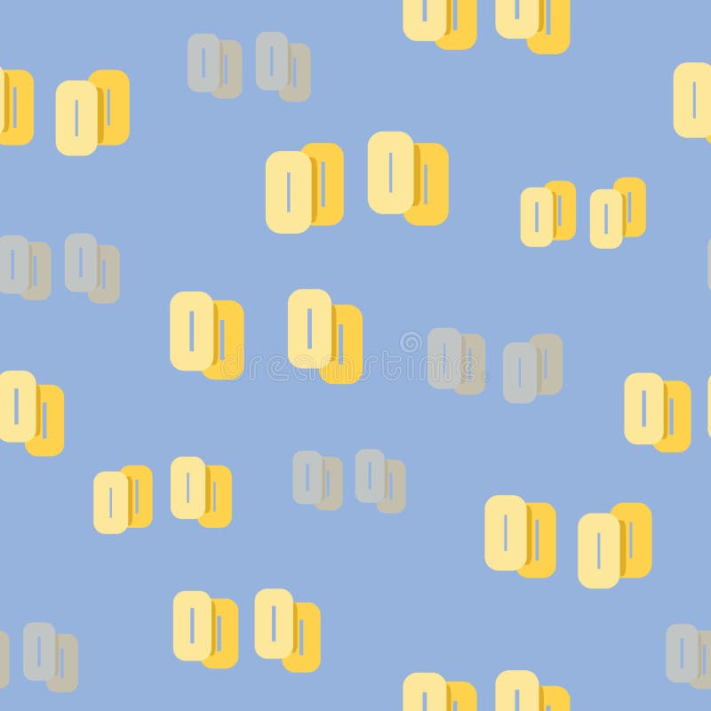 Yellow Zero Numbers Vector on Blue Kids Seamless Pattern Background ...