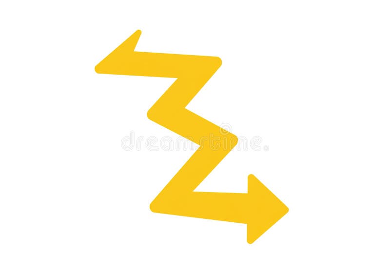 Yellow Zigzag Arrow Isolated on White Background Stock Illustration ...