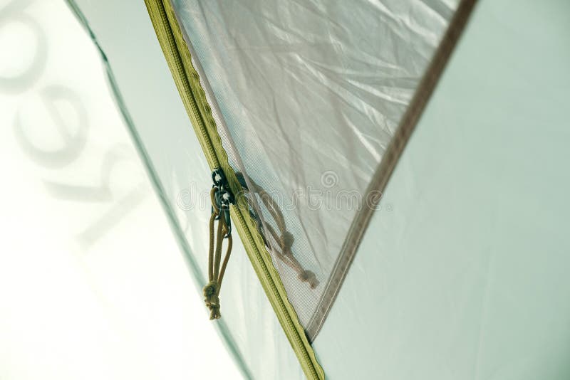 Yellow Zipper of the Inside of the Tent when Closed Stock Image - Image ...