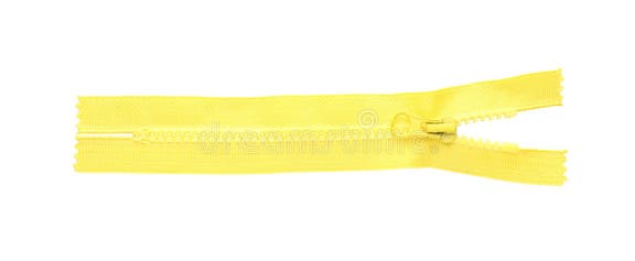 Yellow Zipper Isolated on White, Top View Stock Image - Image of studio ...