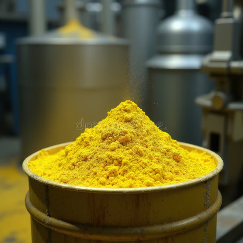 Yellowcake Uranium Oxide Powder in Industrial Container at Uranium ...