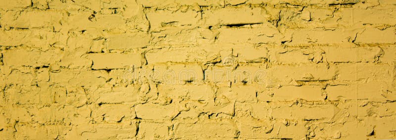 A Yellowed Brick Wall with Smeared Yellow Brickwork. Yellow, Brick ...