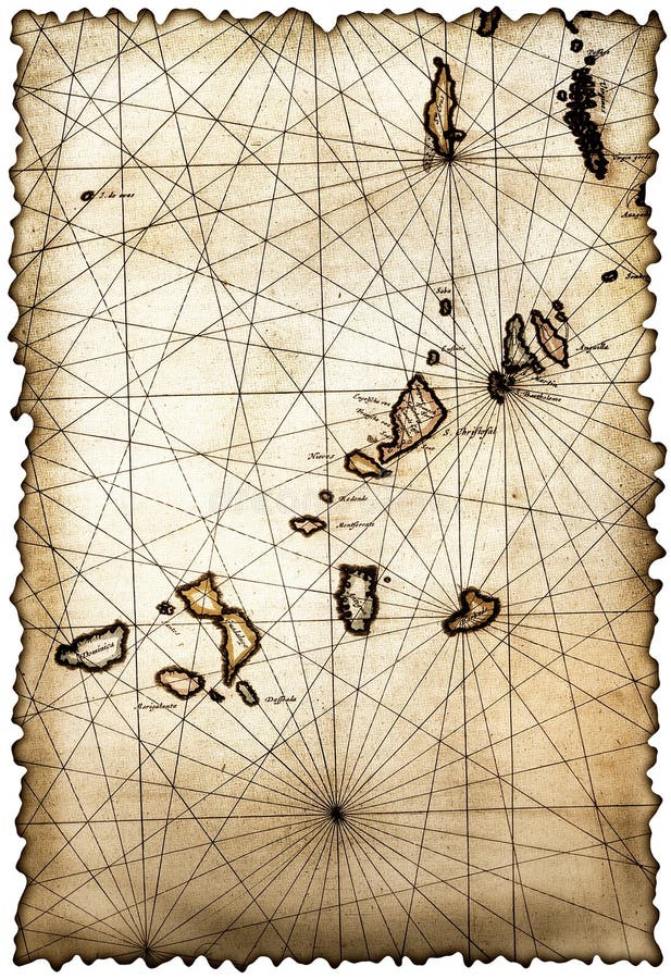 Yellowed and Stained Piece of Old Map Stock Illustration - Illustration ...