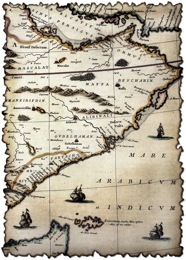 Yellowed and Stained Piece of Old Map Stock Photo - Image of yellowed ...