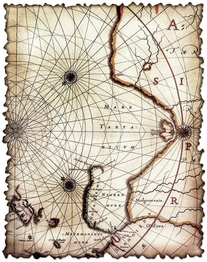 Yellowed and Stained Piece of Old Map Stock Photo - Image of wrinkled ...