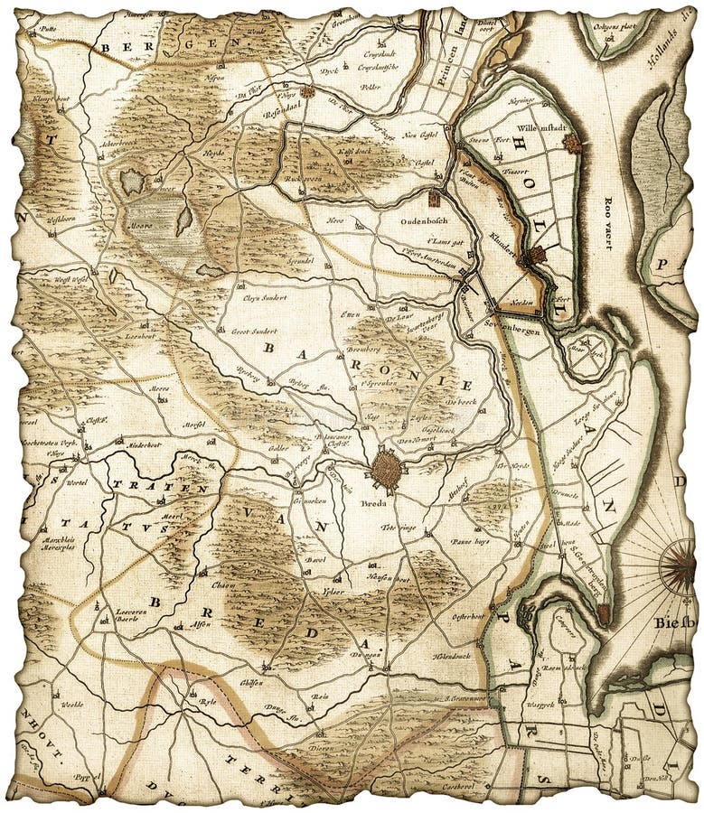 Yellowed and Stained Piece of Old Map Stock Illustration - Illustration ...