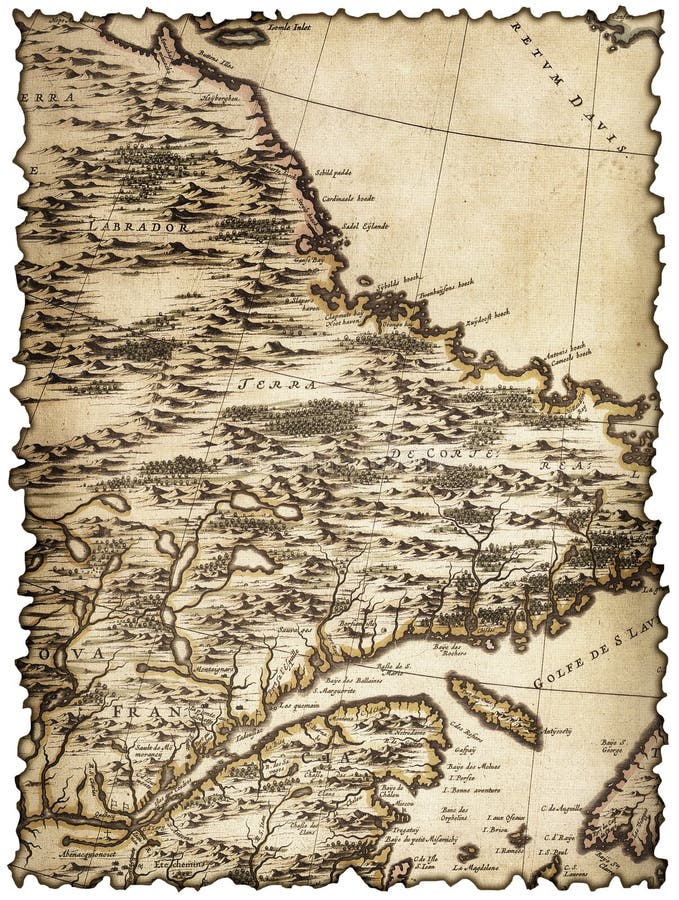 Yellowed and Stained Piece of Old Map Stock Illustration - Illustration ...