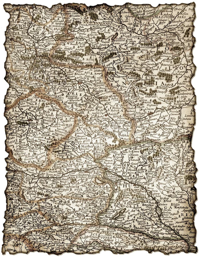 Yellowed and Stained Piece of Old Map Stock Photo - Image of stained ...