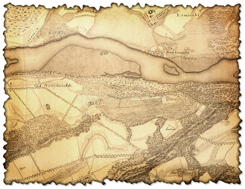 Yellowed and Stained Piece of Old Map Stock Photo - Image of stained ...