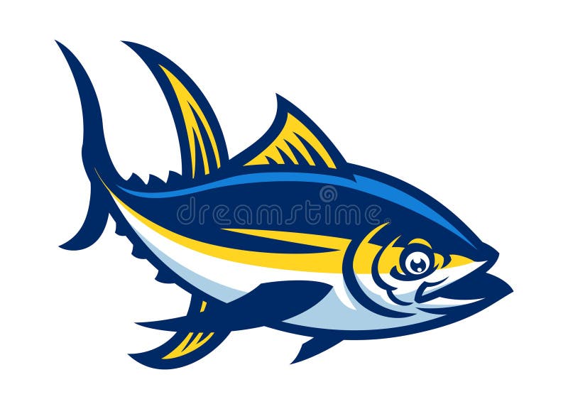 Yellowfin Tuna Fish Cartoon Illustration Stock Vector - Illustration of ...