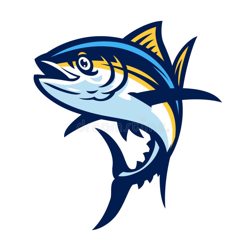 Yellowfin Tuna Fish Cartoon Mascot Stock Vector - Illustration of ...