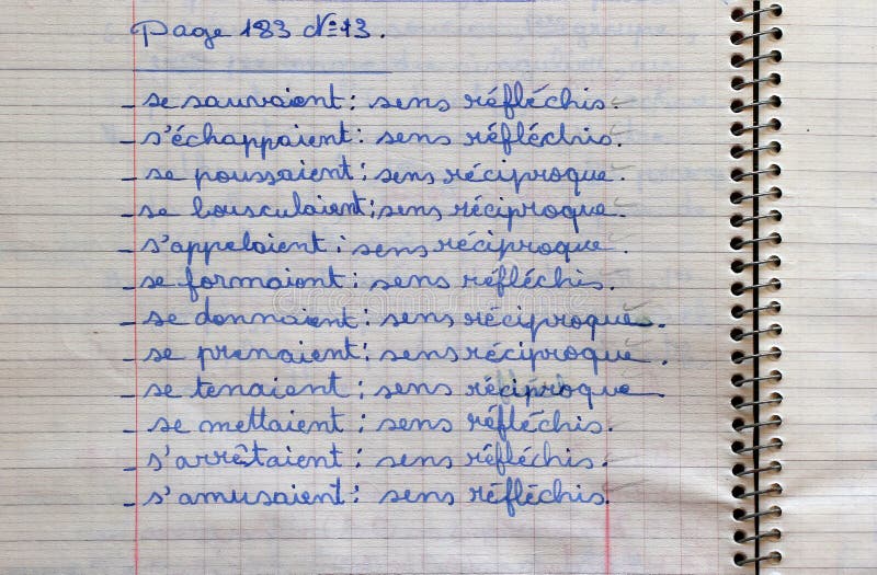 Old Notebook, Grammar Homework Stock Photo - Image of lines, blue ...