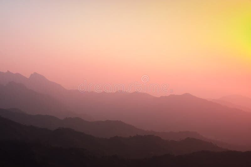 Yellowish Red Sunset because of Smog in China. Plot Mutianyu Stock ...