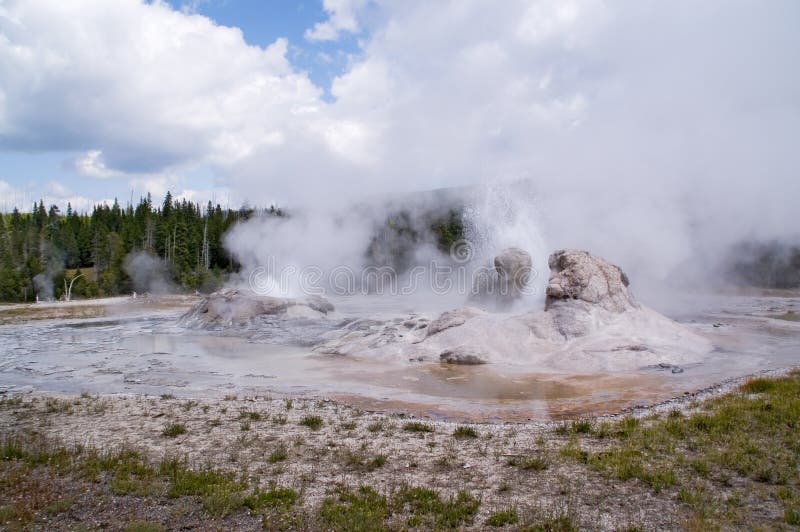 Yellowstone Geothermal Geyser Stock Photo - Image of outdoor, steam ...