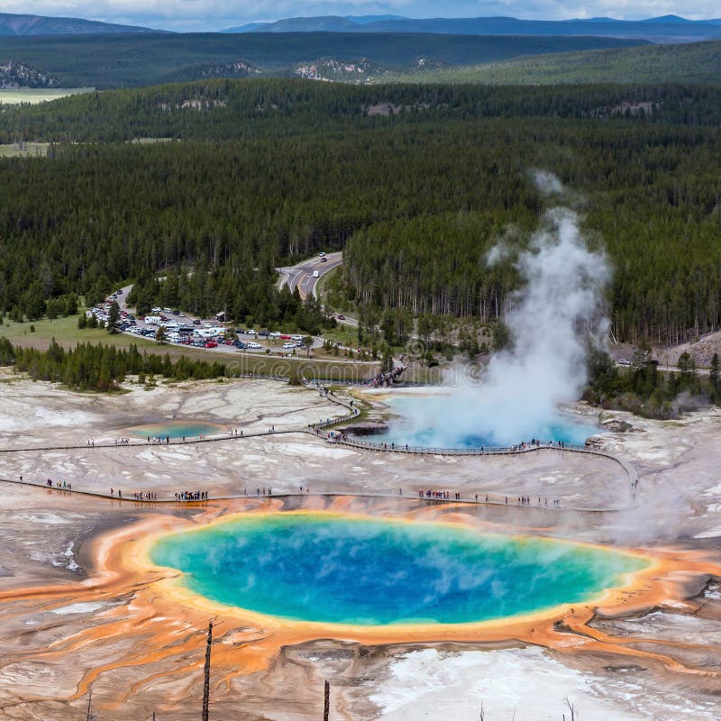 Yellowstone Grand Prismatic Spring Stock Image - Image of destination ...