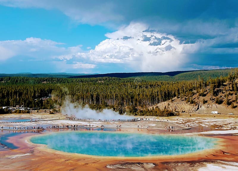 Yellowstone Grand Prismatic Spring Stock Photo - Image of yellowstone ...