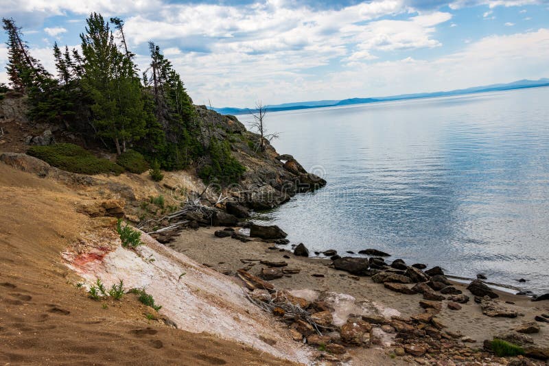 Yellowstone Lake from Storm Point Nature Trail Stock Image - Image of ...