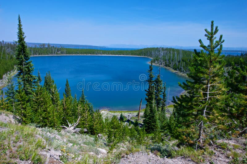 Yellowstone Lake View stock photo. Image of water, pond - 34489398