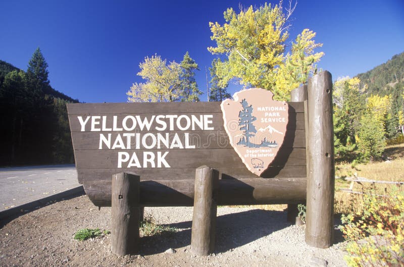 Yellowstone Park Sign stock image. Image of travel, national - 17609961