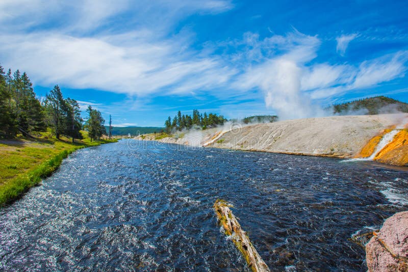 Yellowstone River in Yellowstone Park Stock Image - Image of blue ...