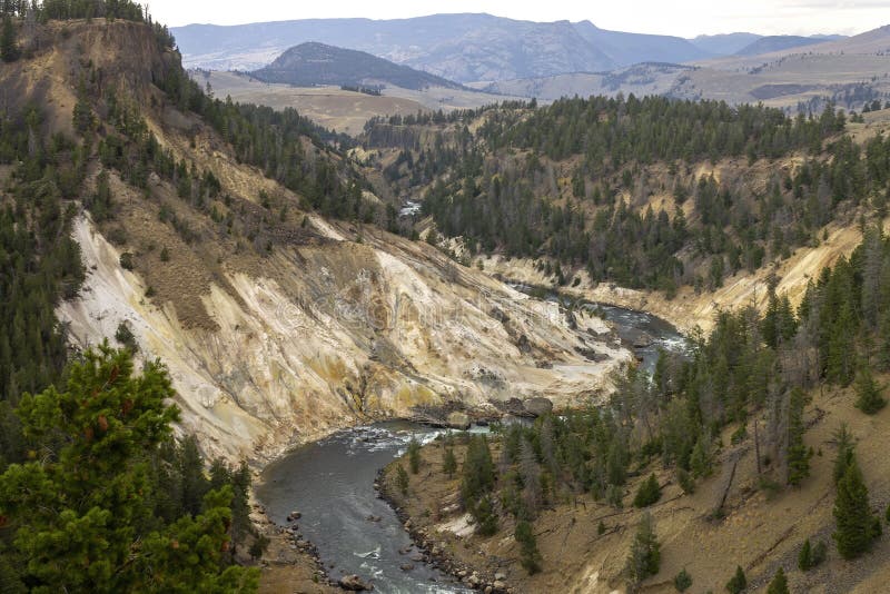 Yellowstone River in the Valley of Yellowstone National Park. Stock ...