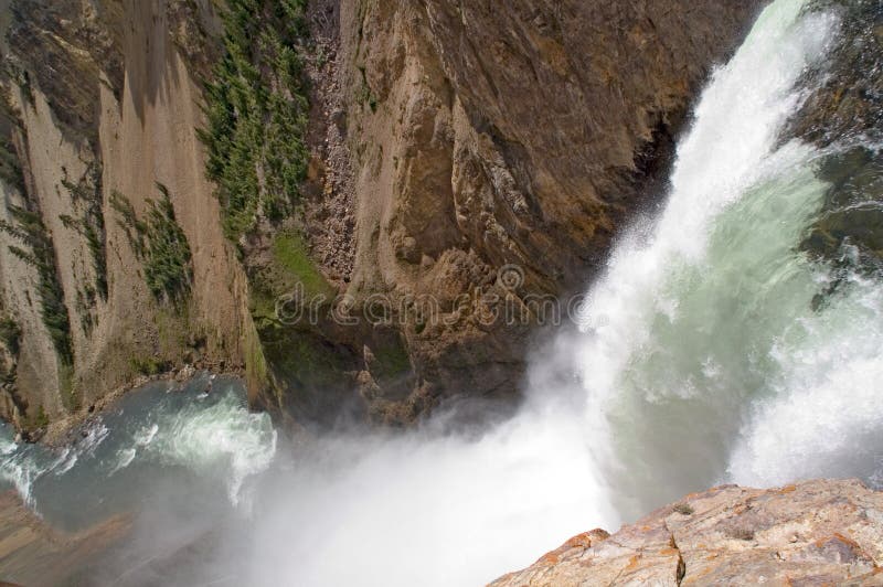Yellowstone River Waterfall Abyss Stock Image - Image of stone, steep ...