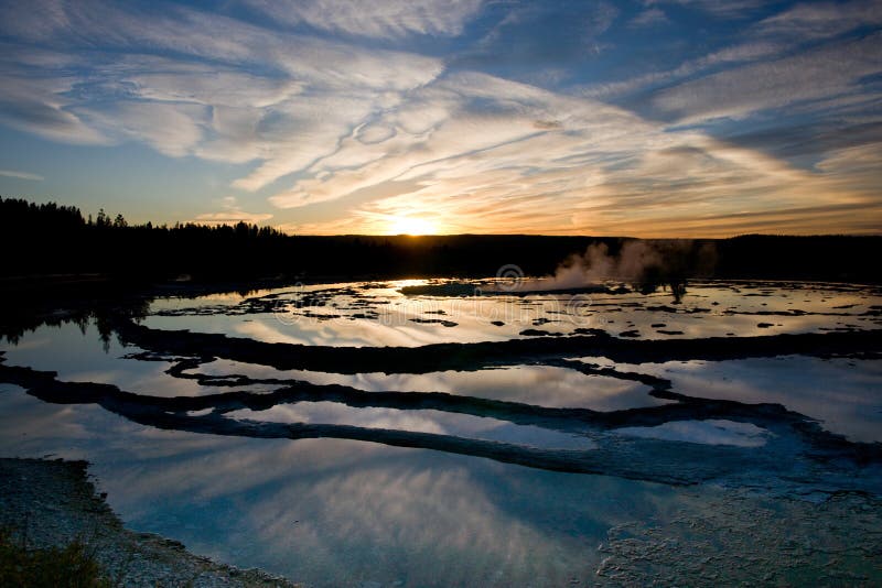 Yellowstone Sunset Reflections Stock Image - Image of harmony, quiet ...