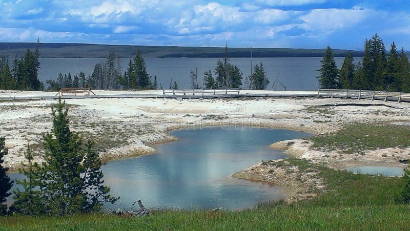 Yellowstone Upper Basin Lake and Hotsprings Stock Image - Image of ...