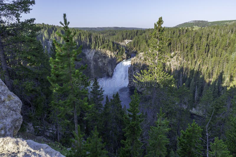Yellowstone Waterfall Overlook Stock Photo - Image of park, landscape ...