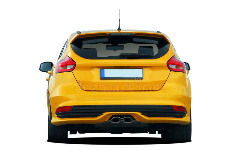Yelow sports car back view stock photo. Image of efficiency - 241948036