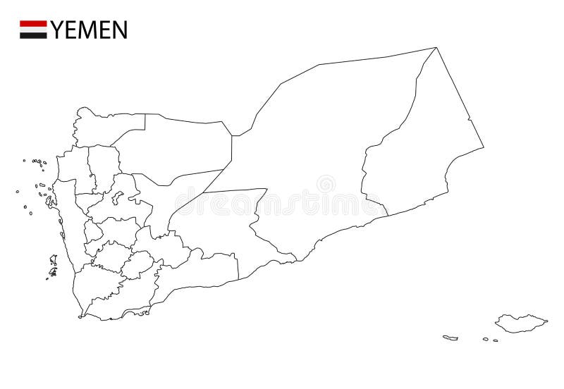 Yemen Map Black And White Detailed Outline Regions Of The Country